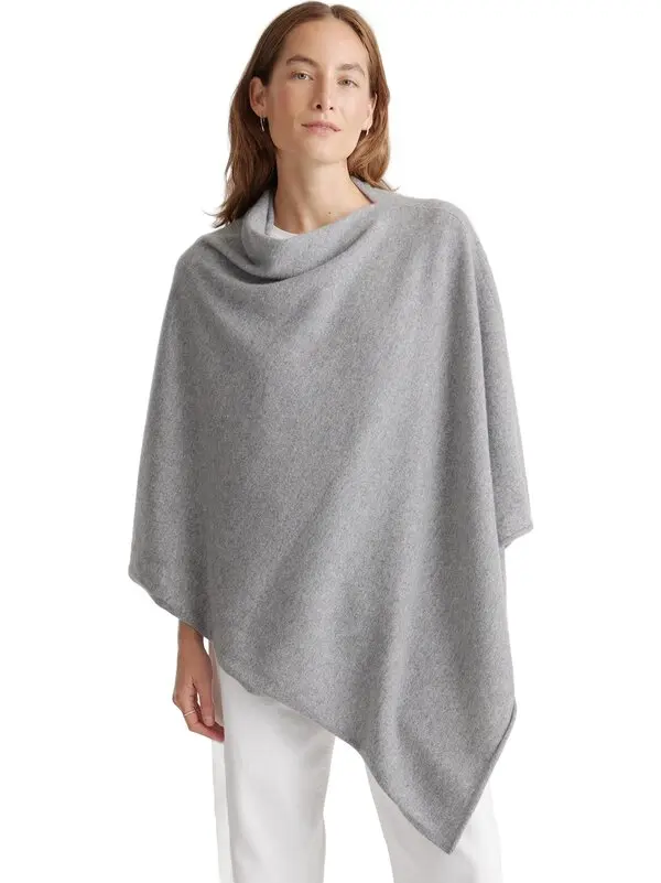 Quince Mongolian Cashmere Poncho - Heather Grey