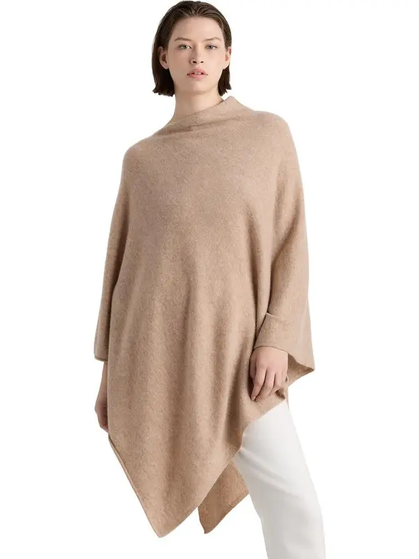 Quince Mongolian Cashmere Poncho - Oatmeal
