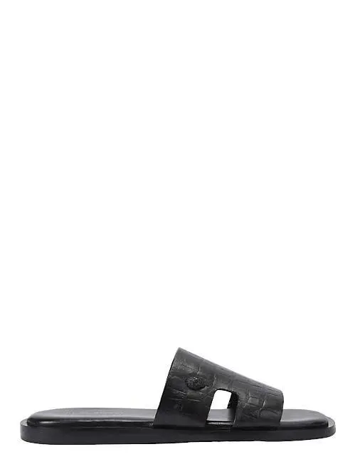 Kurt Geiger Bond Leather Flat Slides - Blk/other