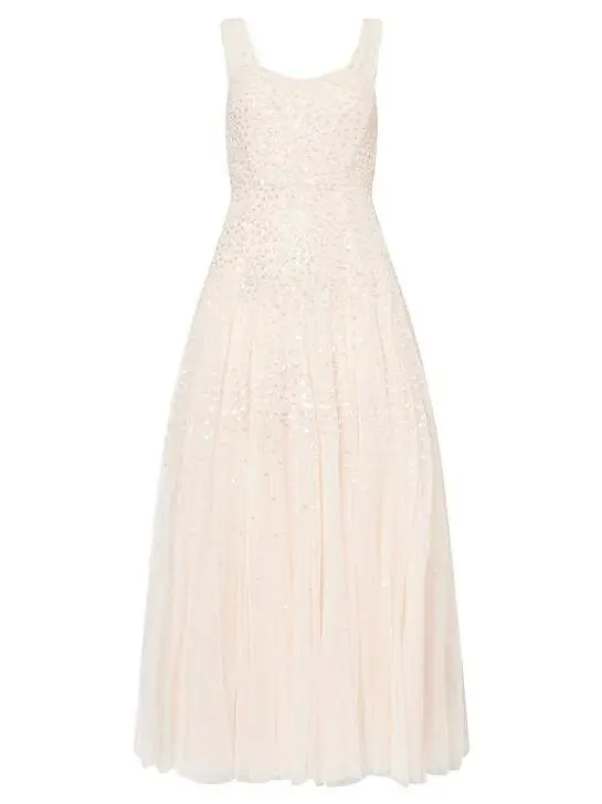 NEEDLE & THREAD Tulle Ankle Gown With Sequin Dot Motifs - Opal