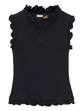 Loewe X Paula's Ibiza Frill-trim Tank Top - Black