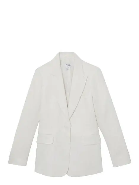 REISS Alyx Single-breasted Linen-blend Blazer - White