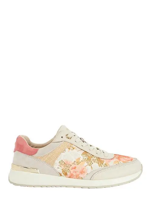 DUNE Esmara Floral Leather And Mesh Trainers - Blush Leather