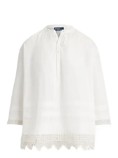 Polo Ralph Lauren Crochet-hem Relaxed-fit Cotton Shirt - White