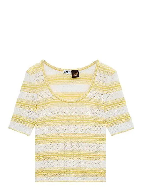 Loewe X Paula's Ibiza Stripe-print Knitted Jumper - White/yellow