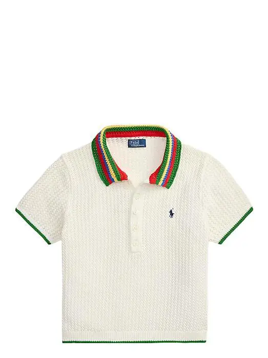Polo Ralph Lauren Striped-collar Cotton-blend Polo - White Multi