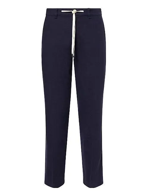 Paige Tiano Straight-leg Linen-blend Trousers - Deep Anchor