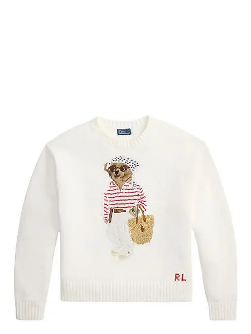 Polo Ralph Lauren Polo Bear Logo-embroidered Cotton Jumper - White Multi