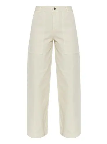 Moncler Button Zipper Closure Straight Leg Trousers - Light Beige