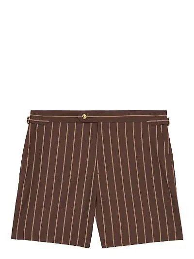 REISS Pinstripe Stretch-woven Swim Shorts - Dark Brown