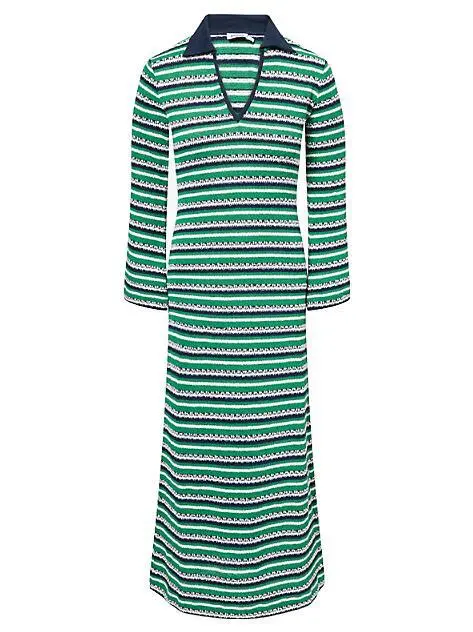 Simkhai Tegan Striped Cotton-blend Midi Dress - Kelly Green Stripe