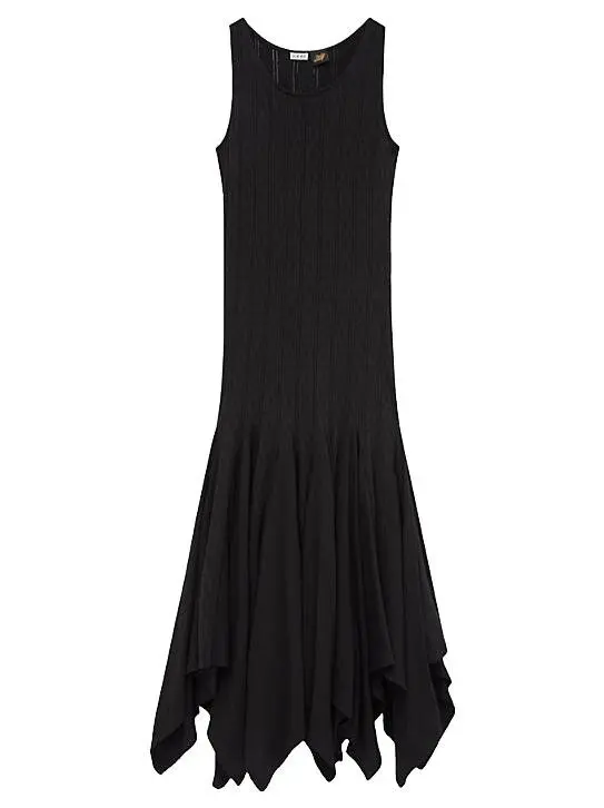 Loewe X Paula's Ibiza Pointelle Cotton-blend Midi Tank Dress - Black