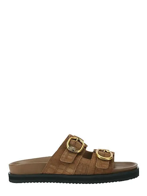 Kurt Geiger Bancroft Flat Suede Sandals - Tan