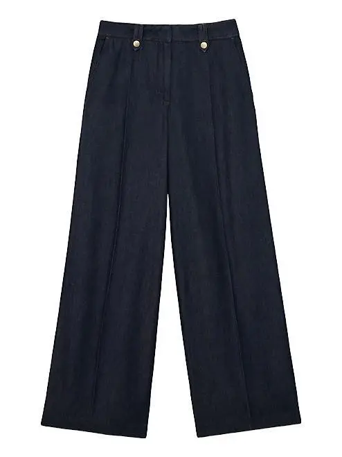 REISS Kaia Wide-leg Trousers - Indigo