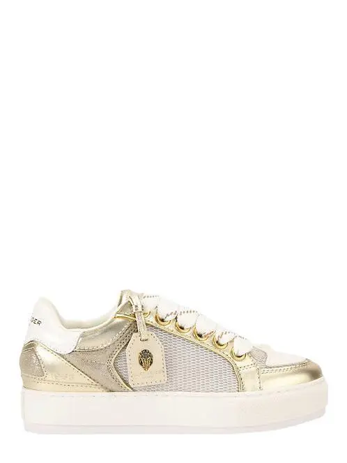 Kurt Geiger Southbank Tag Suede And Mesh Trainers - Gold Comb