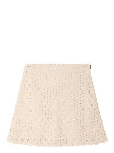 Sandro Beaded High-rise Crochet Mini Skirt - Ecru