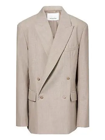 THE FRANKIE SHOP Newark Double-breasted Virgin Wool Blazer - Beige Melange