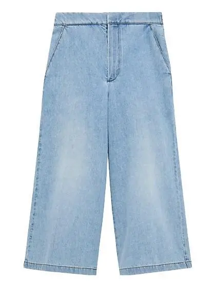 Loewe Cropped Wide-leg Denim Trousers - Washed Blue