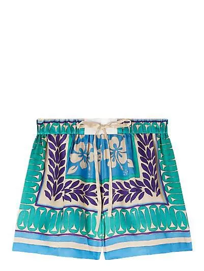 Sandro Floral-print Woven Shorts - Green / Purple