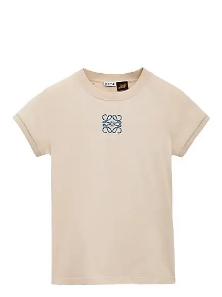 Loewe X Paula's Ibiza Brand-embroidered Cotton-jersey T-shirt - Light Beige