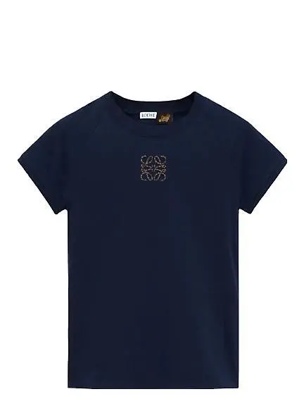 Loewe X Paula's Ibiza Brand-embroidered Cotton-jersey T-shirt - Navy Blue