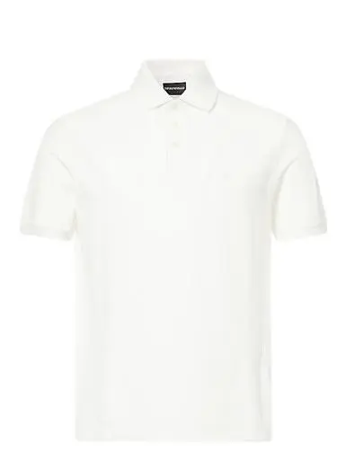 Emporio Armani Regular-fit Short-sleeve Cotton-piqué Polo Shirt - Off White