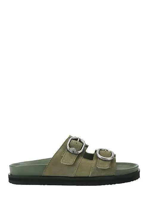 Kurt Geiger Bancroft Flat Suede Sandals - Khaki