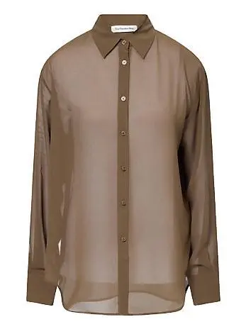 THE FRANKIE SHOP Peri Georgette Woven Shirt - Khaki