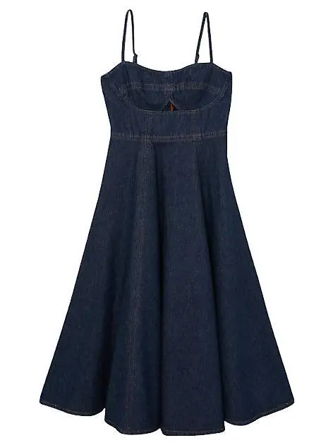 REISS Sleeveless Denim Midi Dress - Indigo Blue