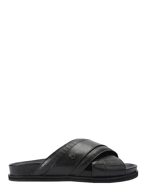Kurt Geiger Baron Flat Leather Sandals - Blk/other