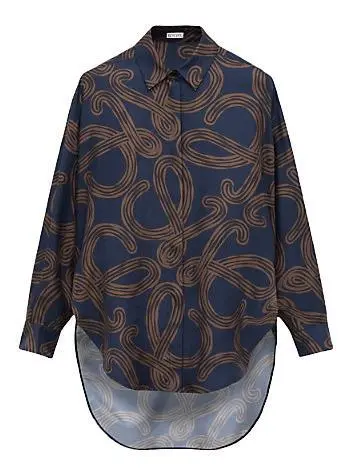 Loewe X Paula's Ibiza Anagram-print Silk Shirt - Navy/brown