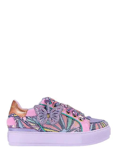 Kurt Geiger Southbank Suede And Woven Low Top Trainers - Lilac