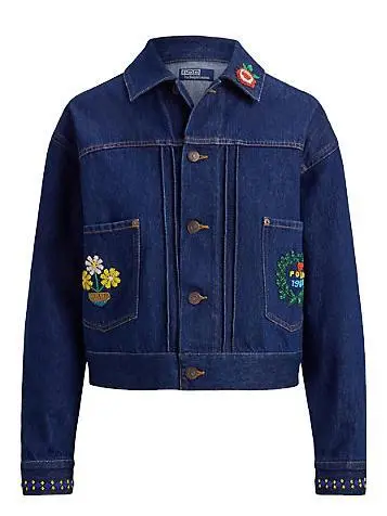 Polo Ralph Lauren Embroidered Denim Trucker Jacket - Napola Wash