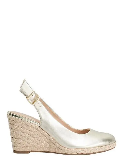DUNE Leather Slingback Wedges - Gold Leather