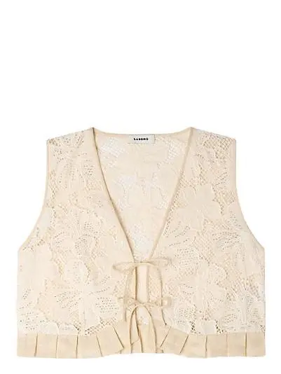 Sandro Floral Guipure Lace Top - Ecru
