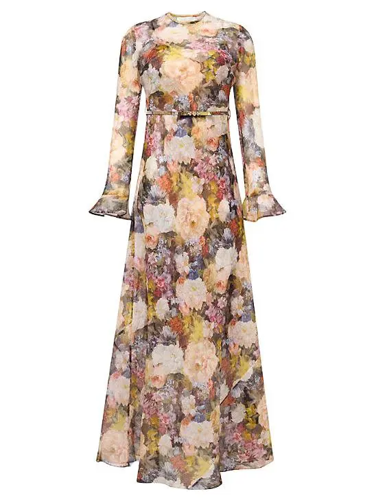 Zimmermann Alchemy Sheath Linen And Silk-blend Maxi Dress - Rosette