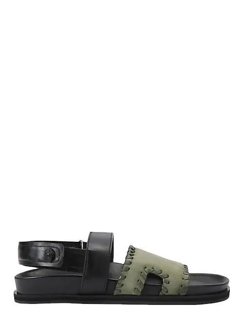 Kurt Geiger Baker Flat Leather Sandals - Blk/green