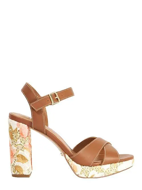 DUNE Monique Heeled Leather Sandals - Tan Leather