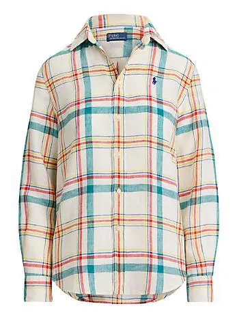 Polo Ralph Lauren Checked Logo-embroidered Linen Shirt - Multi