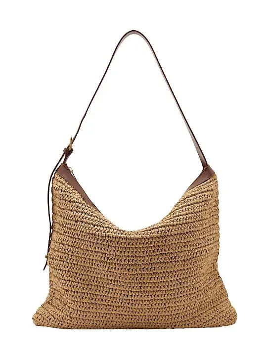REISS Slouchy Raffia Tote Bag - Natural