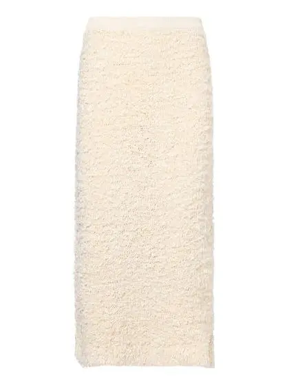 Khaite Adela Bouclé Cotton-blend Midi Skirt - Ivory