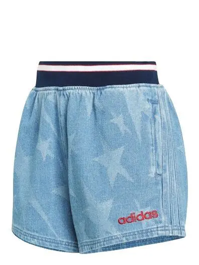 Adidas Denim Varsity Shorts - Medium Blue Denim