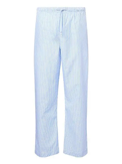 Derek Rose James Stripe Cotton Pyjama Trousers - Blue