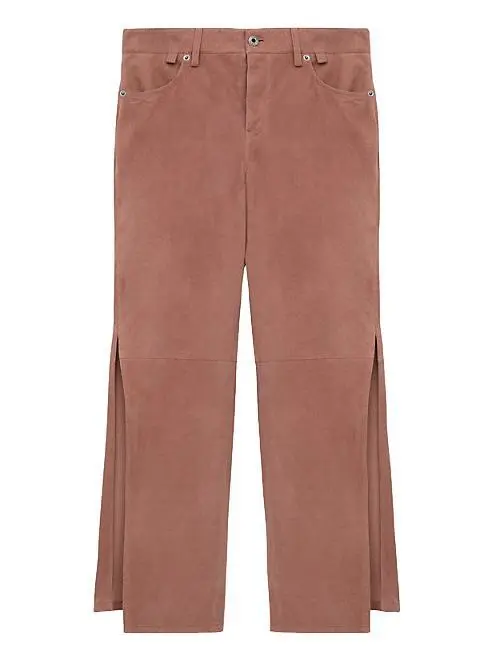 Loewe X Paula's Ibiza Wide-leg Cropped Suede Trousers - Light Pink