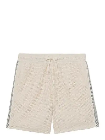 REISS Crochet Drawstring Shorts - Off White
