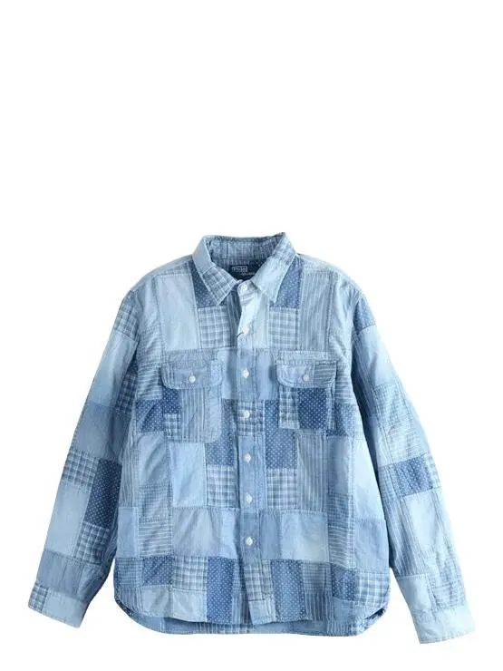Polo Ralph Lauren Longsleeve Indigo Patchwork Chicago Workshirt - Tan