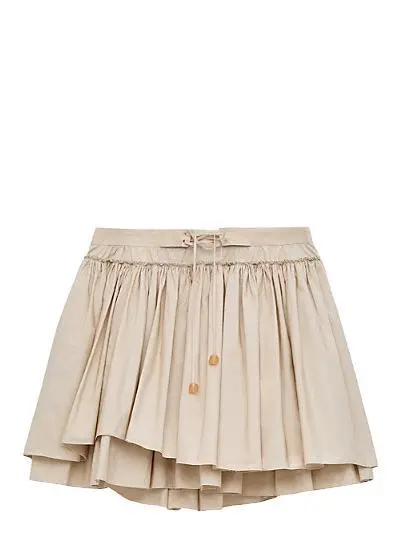 Loewe X Paula's Ibiza Layered Pleated Cotton Mini Skirt - Light Beige