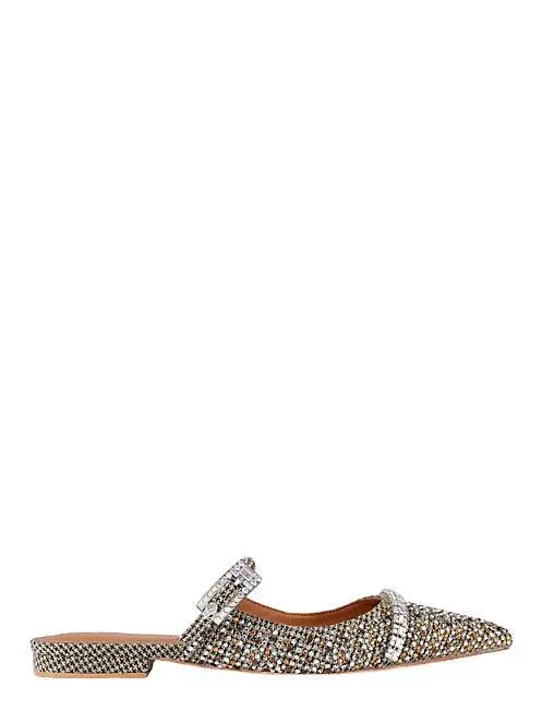 Kurt Geiger Strass Buckle Woven Mules - Beige Comb