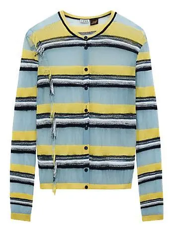 Loewe X Paula's Ibiza Striped Knit Cardigan - Blue/multicolor
