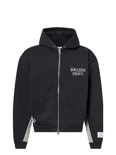 GALLERY DEPT. Contrast-panel Hooded Cotton-jersey Sweatshirt - Washed Black